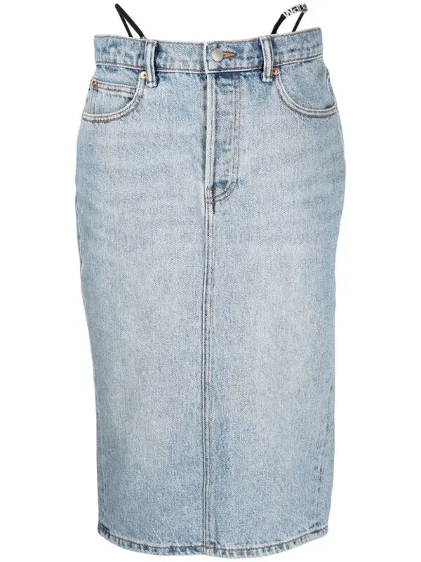 Alexander Wang Thong-strap Denim Midi Skirt - Blue