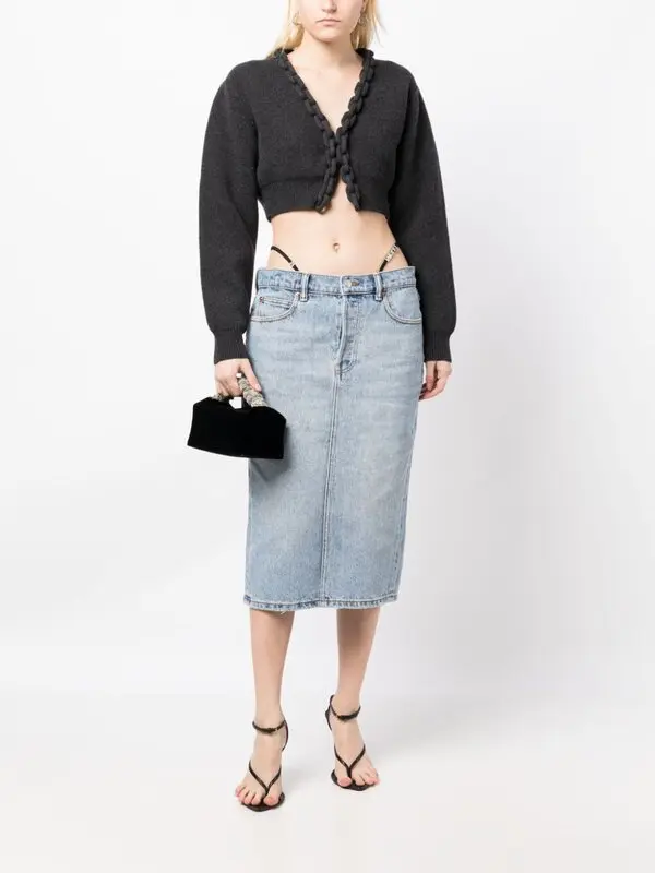 Alexander Wang Thong-strap Denim Midi Skirt