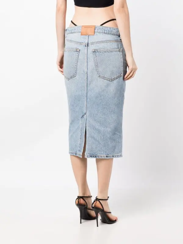 Alexander Wang Thong-strap Denim Midi Skirt