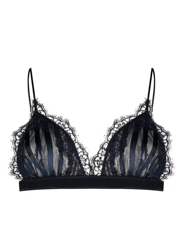 Oseree Lurex Lace-trim Bra - Blue