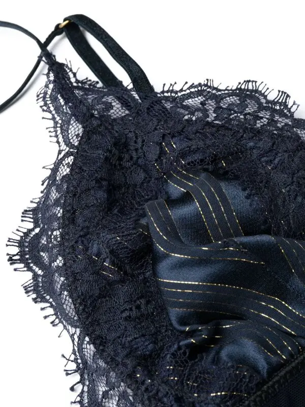 Oseree Lurex Lace-trim Bra