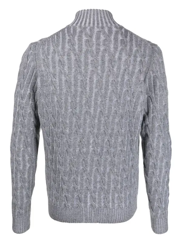 MOORER Cable-knit Wool-blend Cardigan