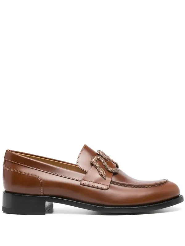 Rene Caovilla Morgana Leather Loafers - Brown
