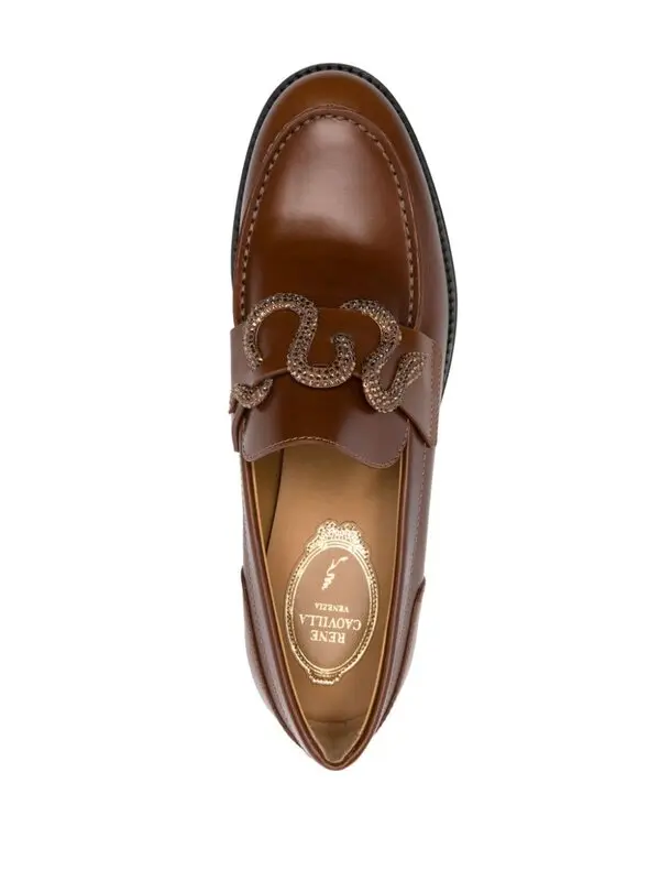 Rene Caovilla Morgana Leather Loafers - Brown