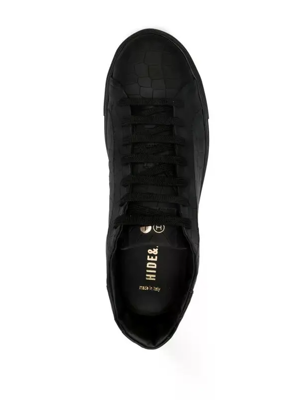 HIDE&JACK Essence Crocodile-embossed Leather Sneakers - Black