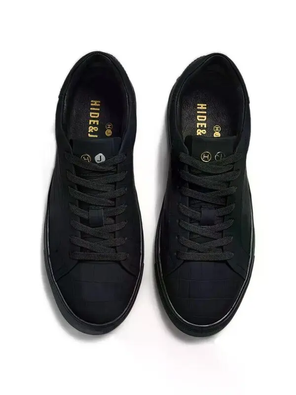 HIDE&JACK Essence Crocodile-embossed Leather Sneakers - Black