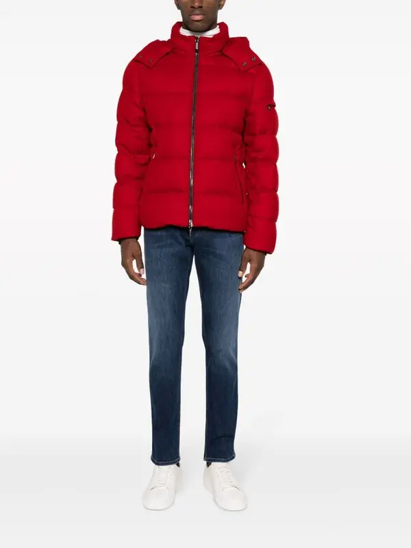 MOORER Padded Jacket With Detachable Hood - Red
