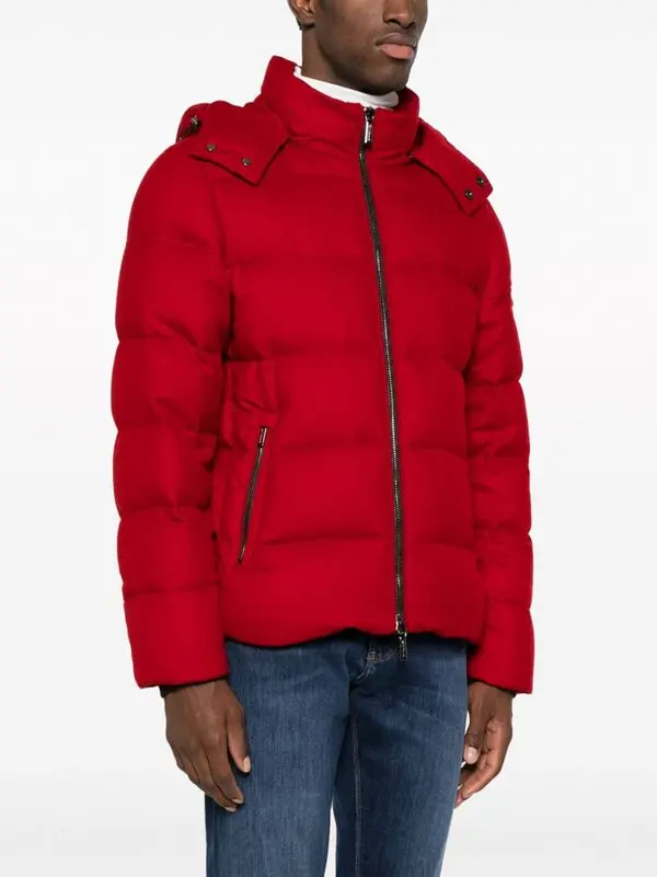 MOORER Padded Jacket With Detachable Hood - Red