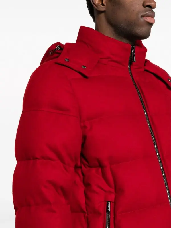 MOORER Padded Jacket With Detachable Hood - Red