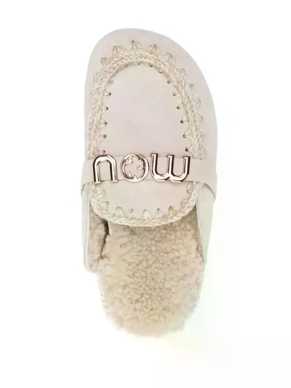 Mou Logo-appliqué Suede Slippers - Neutrals