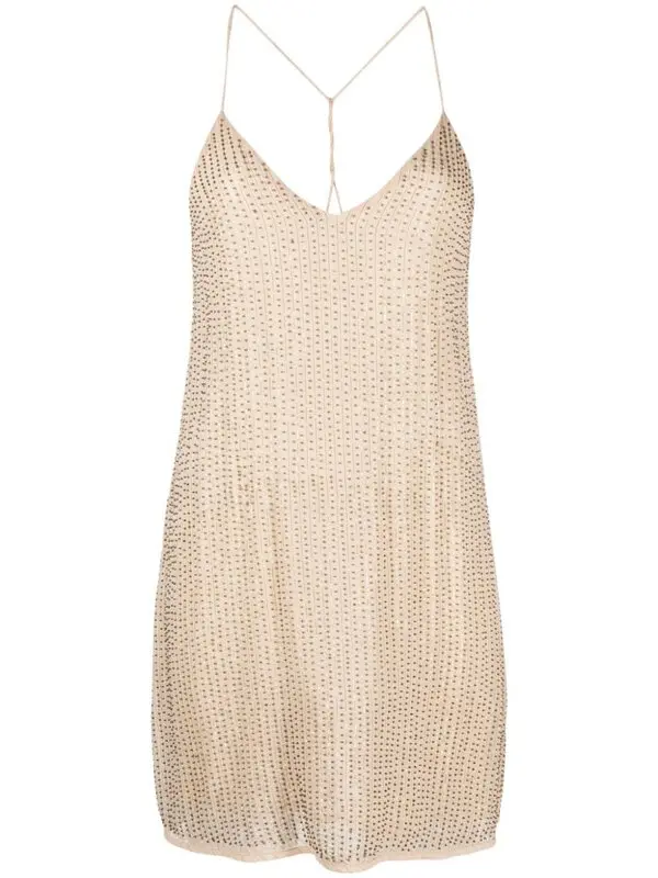 Zadig&Voltaire Rhinestone Embellished Mini Dress - Neutrals