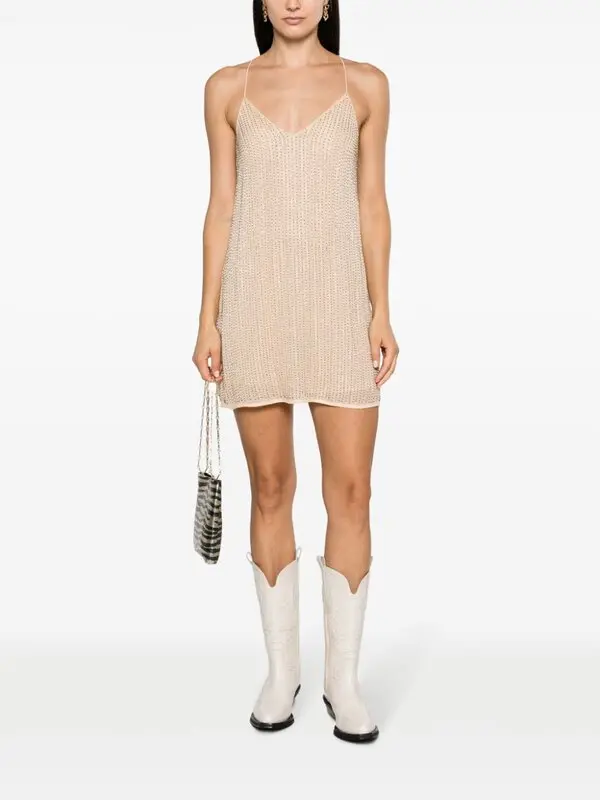 Zadig&Voltaire Rhinestone Embellished Mini Dress - Neutrals