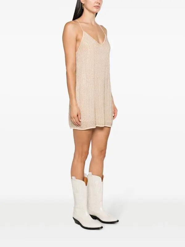 Zadig&Voltaire Rhinestone Embellished Mini Dress - Neutrals
