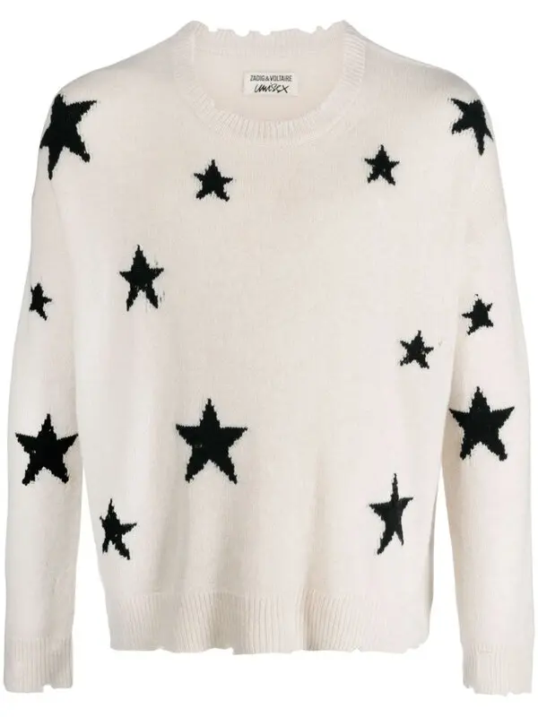 Zadig&Voltaire Star-intarsia Cashmere Jumper - Neutrals