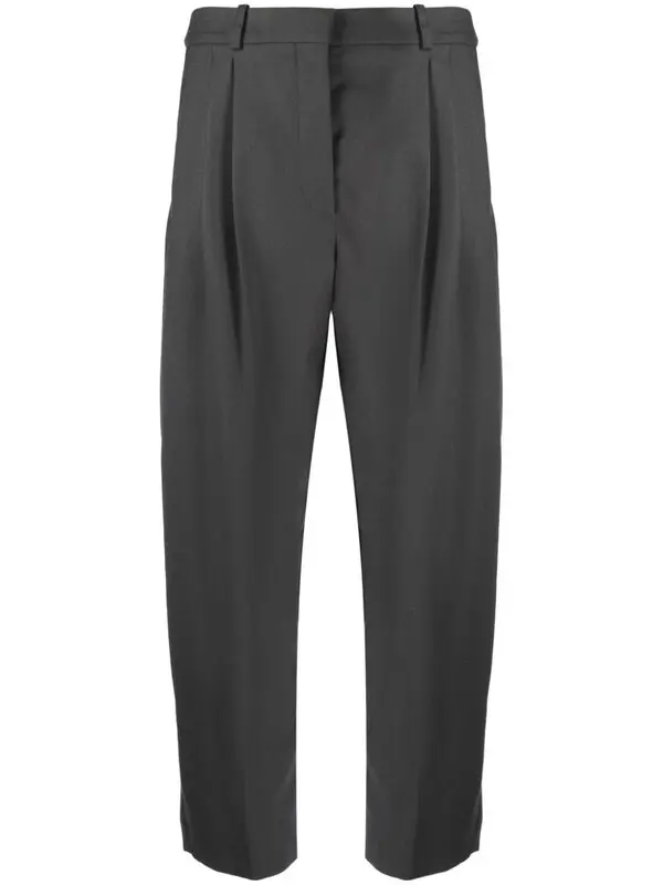 Stella McCartney Cropped Pleated Wool Trousers - Grey