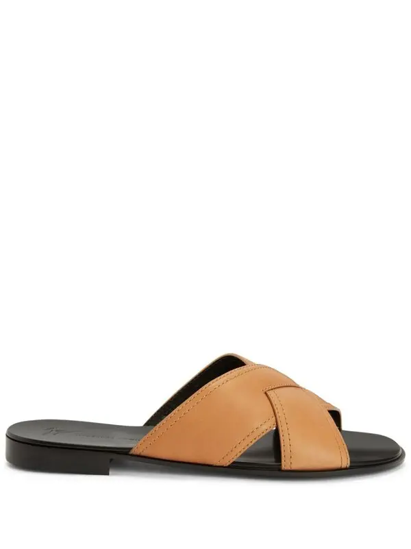 GIUSEPPE ZANOTTI Flavio Crossover-straps Leather Sandals - Brown