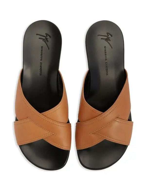 GIUSEPPE ZANOTTI Flavio Crossover-straps Leather Sandals - Brown