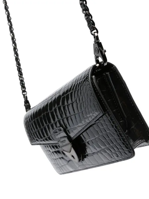 ASPINAL OF LONDON Mayfair Patent-leather Clutch - Black