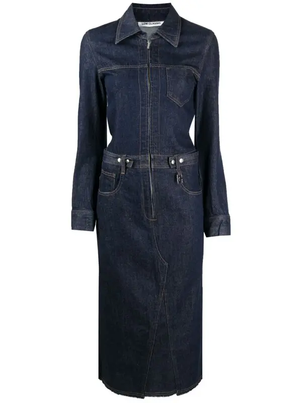Low Classic Long-Sleeve Denim Midi Dress In Blue - 68% Off | Editorialist