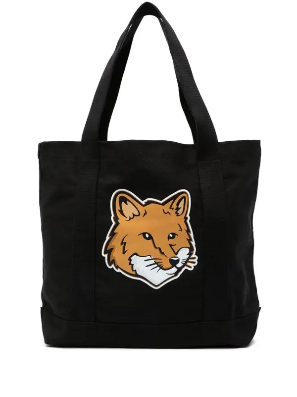 Maison Kitsuné Fox-print Tote Bag - Black
