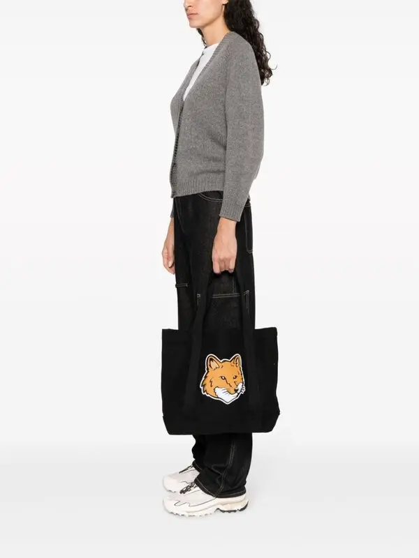 Maison Kitsuné Fox Head Tote Bag - Black | Editorialist