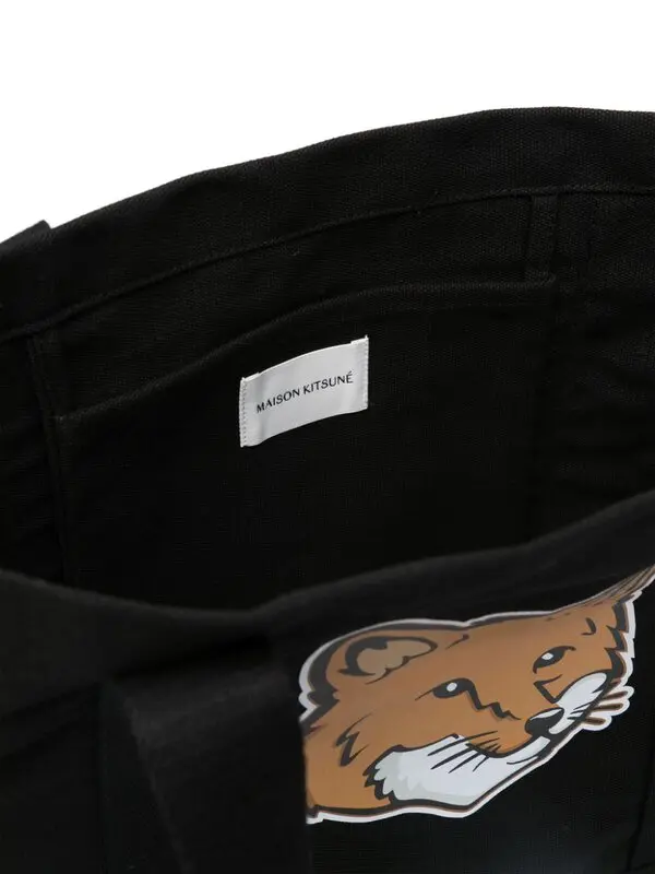 Maison Kitsuné Fox-print Tote Bag - Black