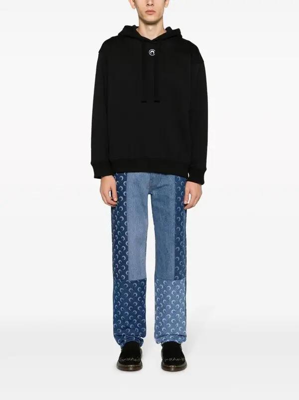 MARINE SERRE Regenerated Denim Slim-fit Jeans With Moonogram Pattern - Blue