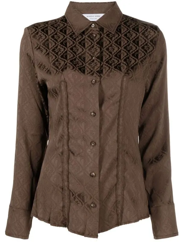 MARINE SERRE Moon Diamant Jacquard Shirt - Brown
