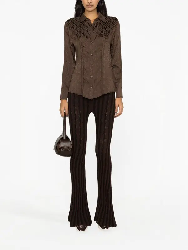 MARINE SERRE Moon Diamant Jacquard Shirt - Brown