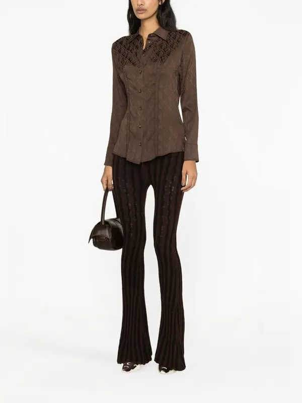 MARINE SERRE Moon Diamant Jacquard Shirt - Brown