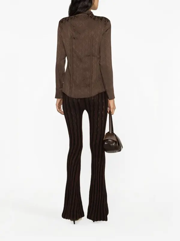 MARINE SERRE Moon Diamant Jacquard Shirt - Brown