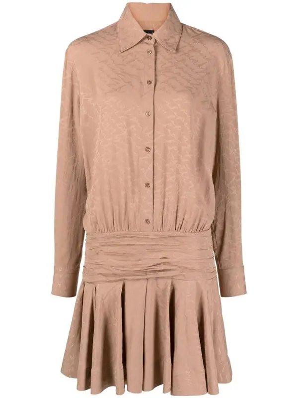 Pinko Arzach Logo Jacquard Shirt Dress - Neutrals