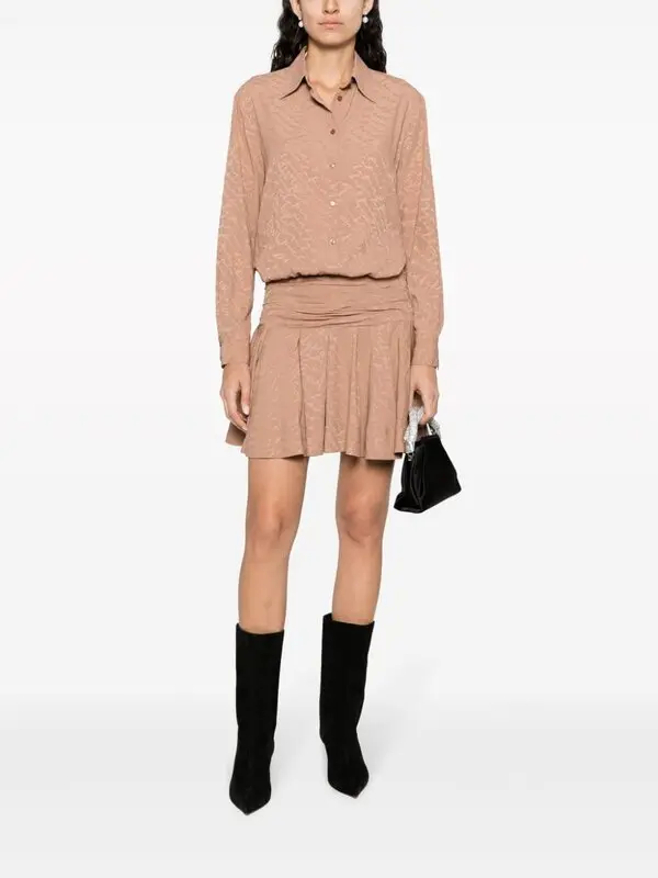 Pinko Arzach Logo Jacquard Shirt Dress - Neutrals