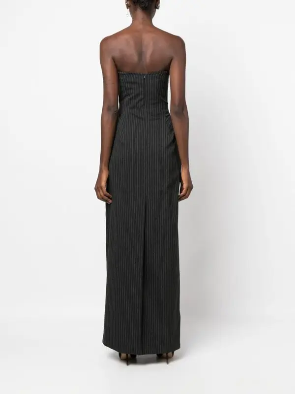IOANA CIOLACU Pinstripe Bandeau Maxi Dress