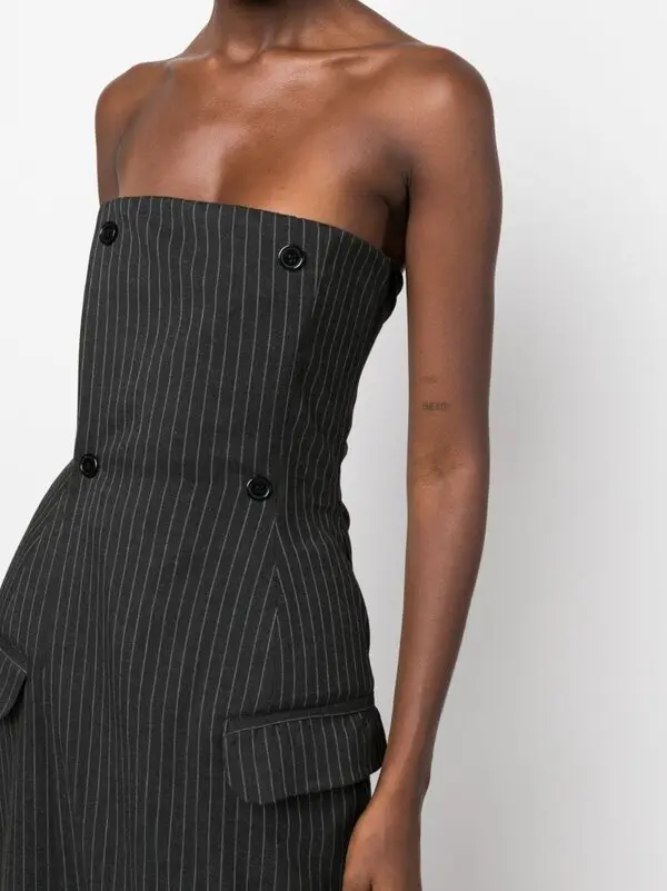 IOANA CIOLACU Pinstripe Bandeau Maxi Dress