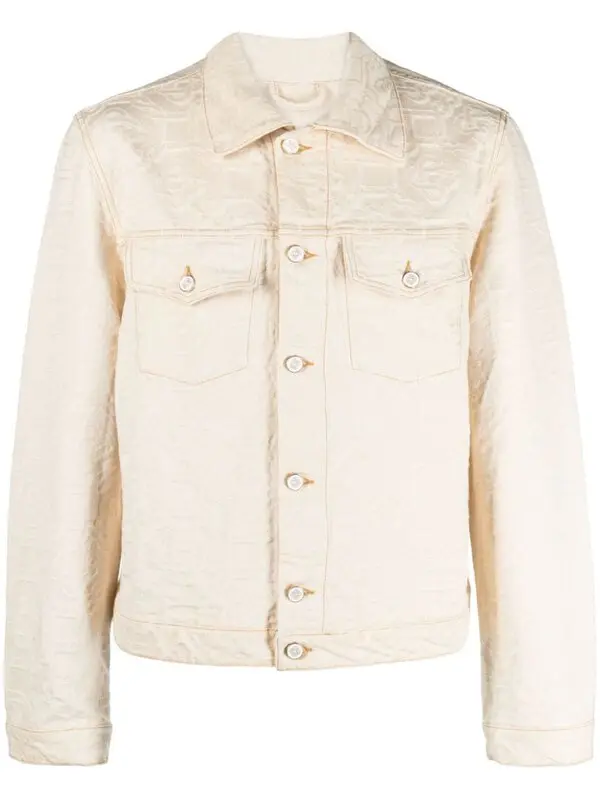 Casablanca Monogram-jacquard Denim Jacket - Neutrals