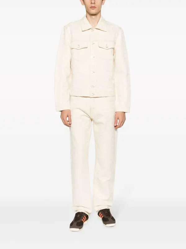 Casablanca Monogram-jacquard Denim Jacket - Neutrals