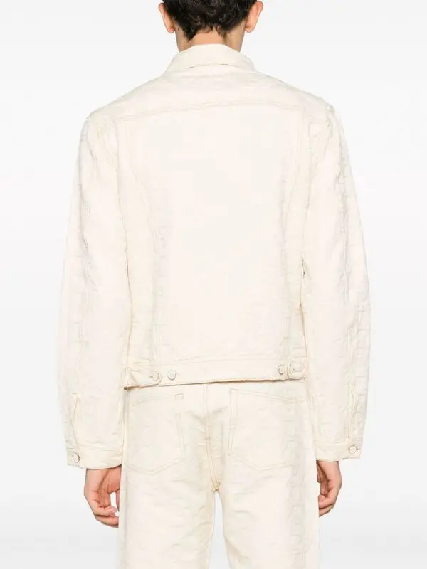 Casablanca Monogram-jacquard Denim Jacket - Neutrals