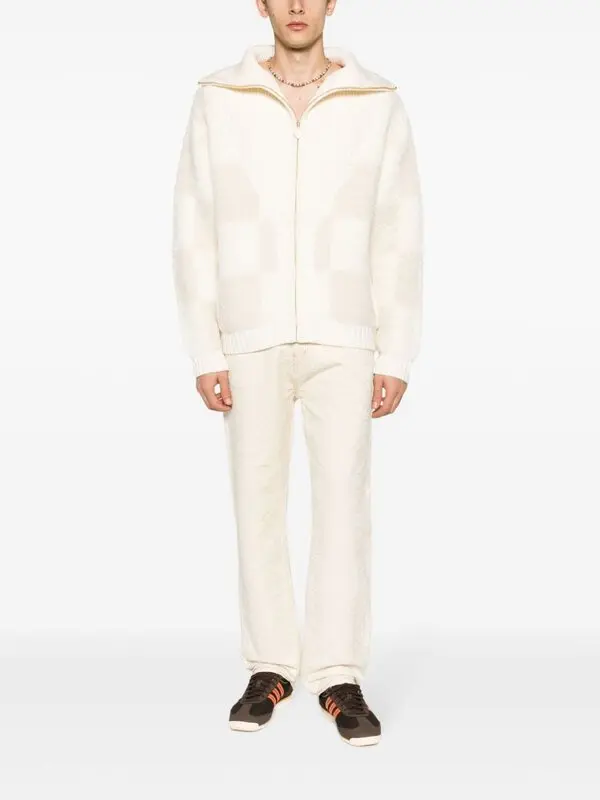 Casablanca Checked Bouclé Cardigan - White