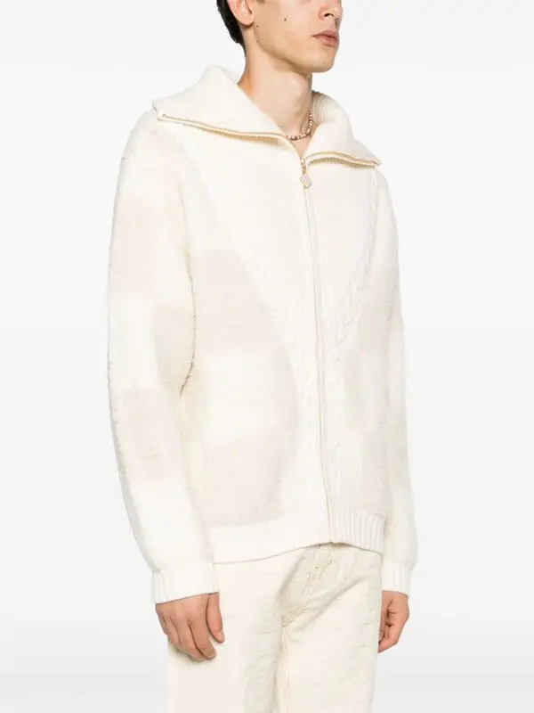Casablanca Checked Bouclé Cardigan - White