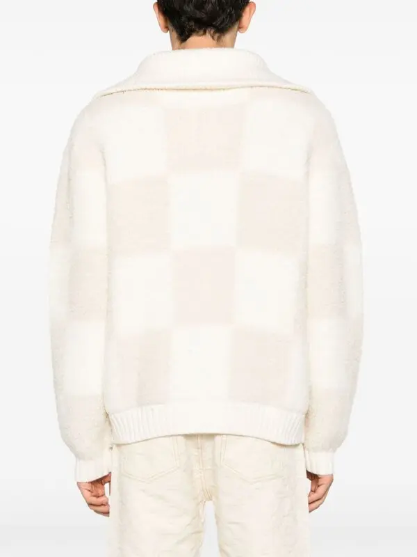 Casablanca Checked Bouclé Cardigan - White