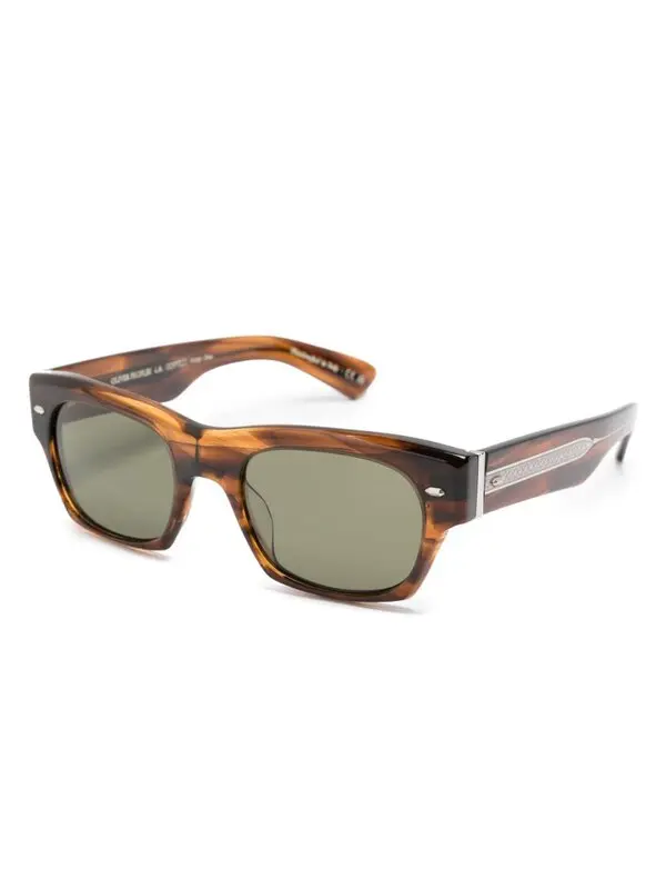 Oliver Spencer Tortoiseshell-effect Rectangle-frame Sunglasses