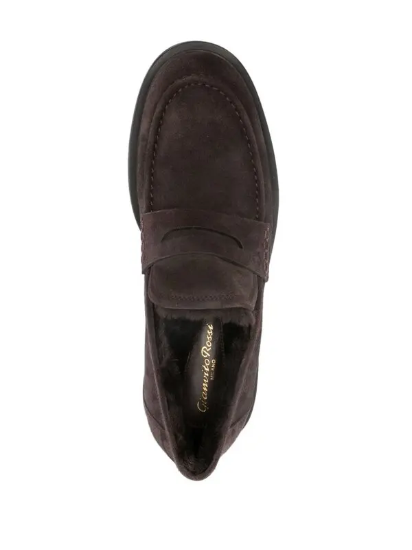 GIANVITO ROSSI Harris Round-toe Loafers - Brown