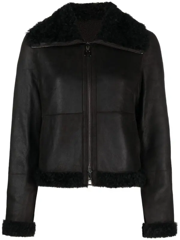 Akris Shearling-collar Leather Jacket