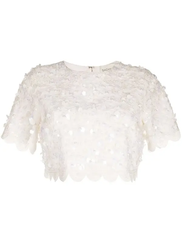 Sachin & Babi Naya Floral-appliqué Crop Top