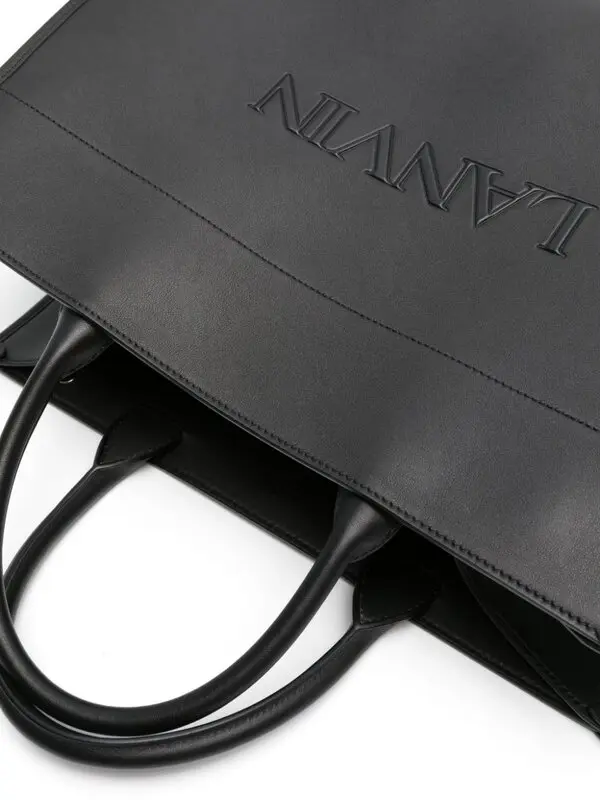 LANVIN Logo-embossed Leather Tote