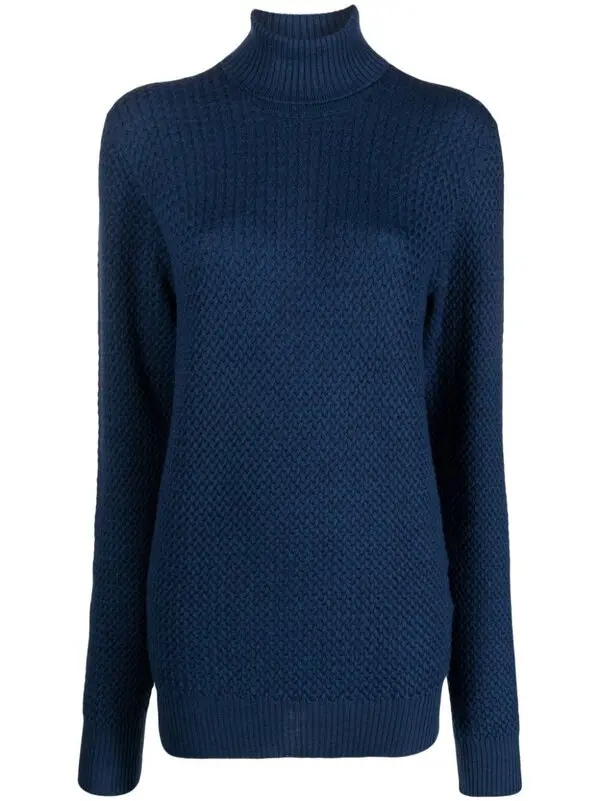 FILERIA Roll-neck Virgin Wool Jumper - Blue