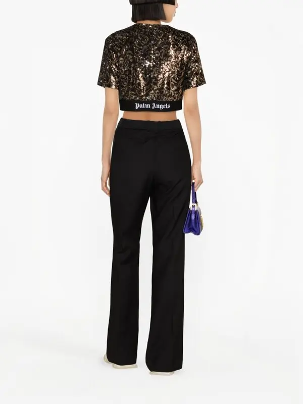 Palm Angels Sequin-embellished Crop Top