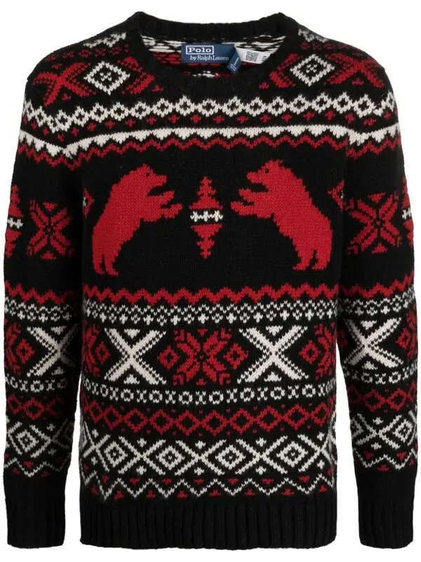 Polo Ralph Lauren Polar Bear Fair Isle Wool Jumper - Black