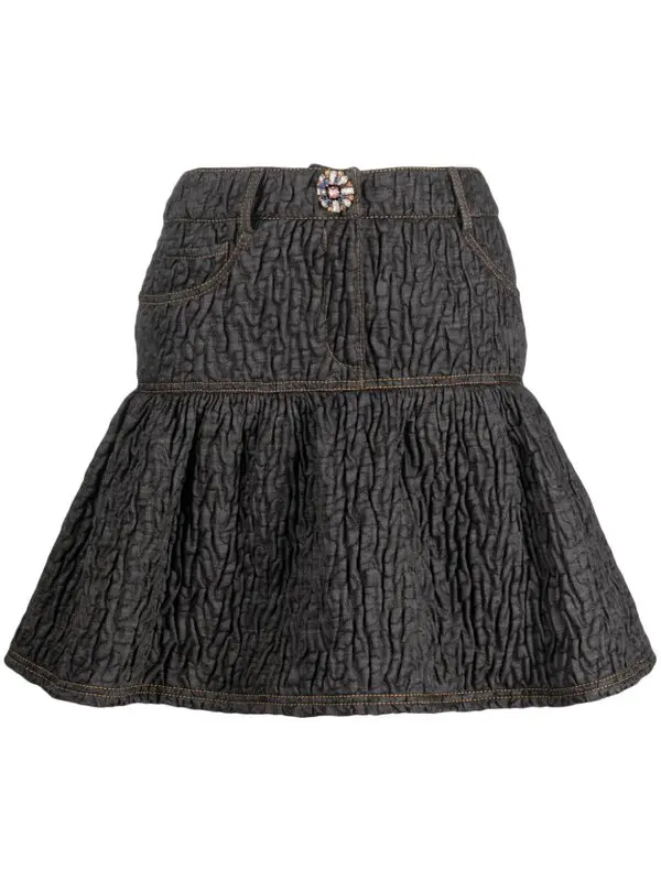 Moschino Peplum-hem Quilted Skirt - Grey
